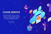 Isometric cloud service banner, a Decorative Illustration by Macrovector