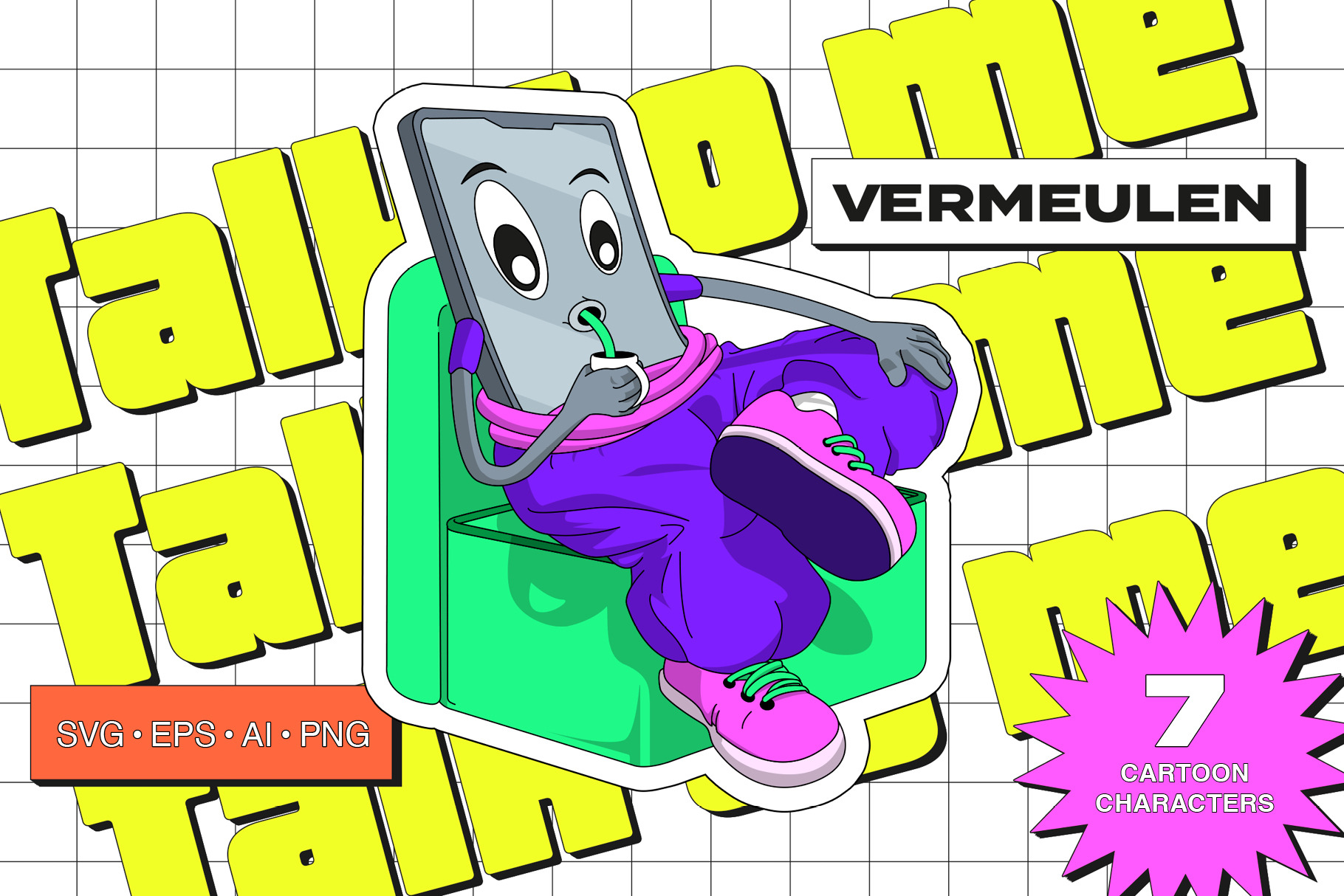 Phone Cartoon Characters | 7 Mascots, a Technology Illustration by ...