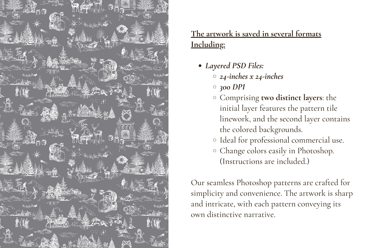 Santa Toile de Jouy Pattern, a Background Graphic by Hughes Studio