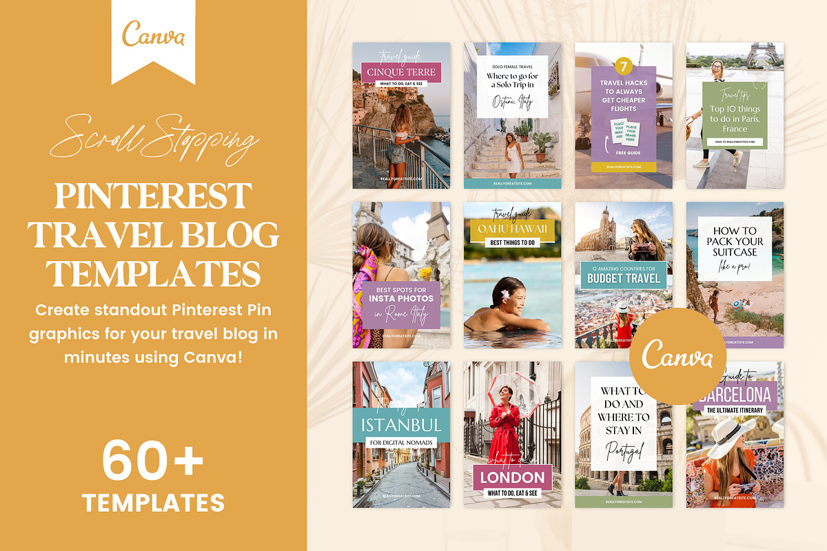 Canva Pinterest Template Travel Bundle