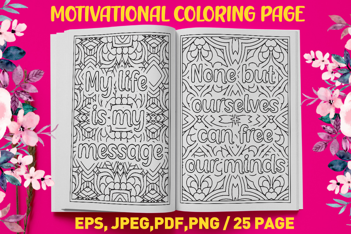 Motivational Quotes Coloring Book, a Pattern Graphic by protabsorkar11