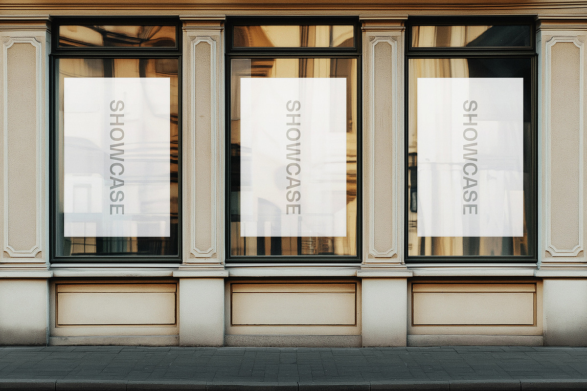 Storefront Window Posters Mockup, an Advertising Mockup by Design Squad