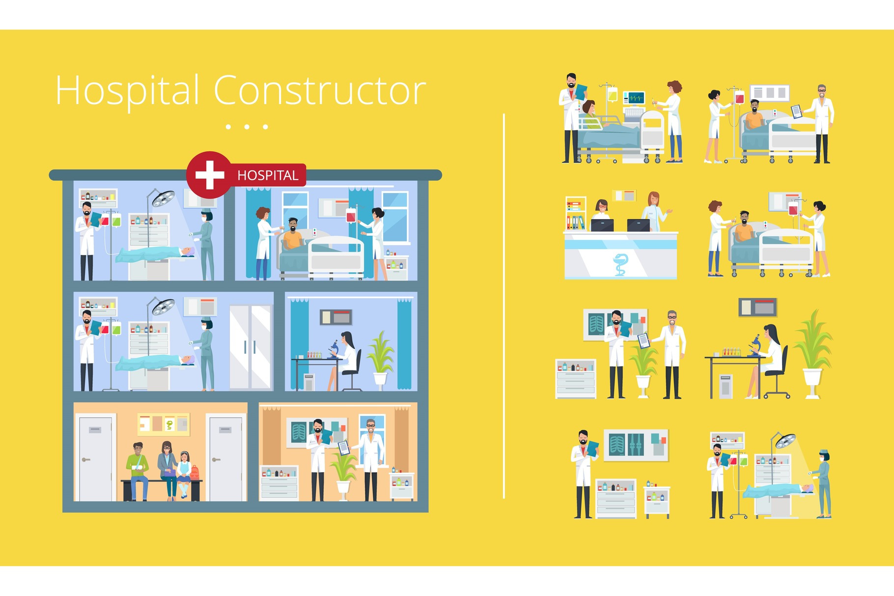 Hospital Constructor Scheme Vector Illustration, a Healthcare ...