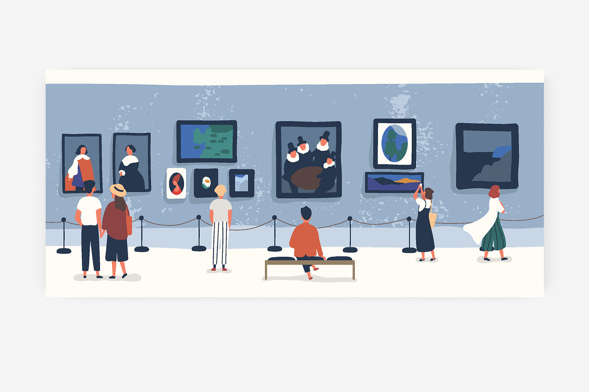 Museum visitors illustrations, a Decorative Illustration by Good Studio