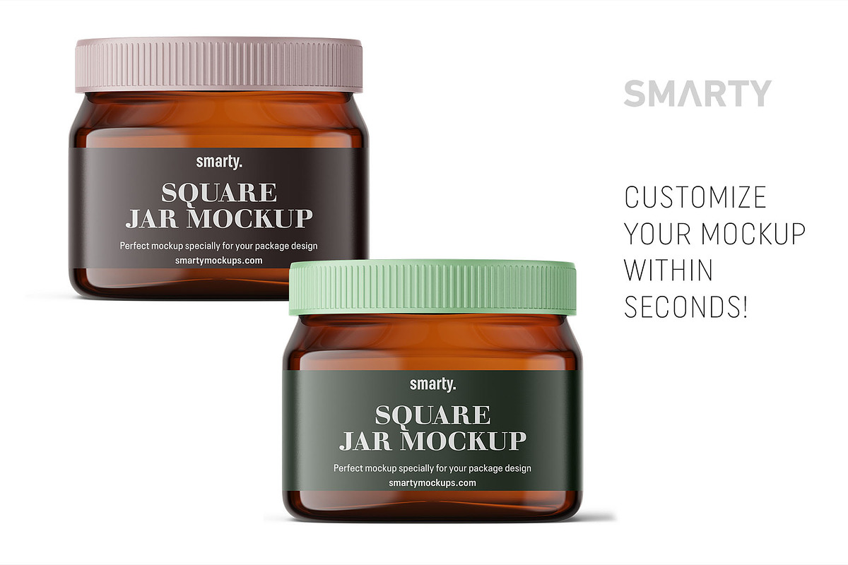 Square jar mockup, a Packaging Mockup by Smarty Mockups | Creative Market