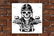 Skeleton driving motorcycle rides, a Person Illustration by MoreVector