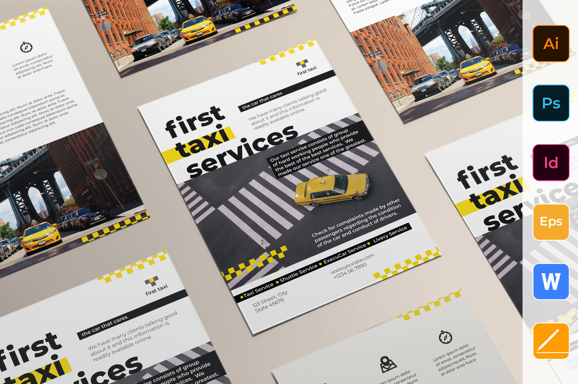 Taxi Services Flyer, a Flyer Template by TemplatesNow!