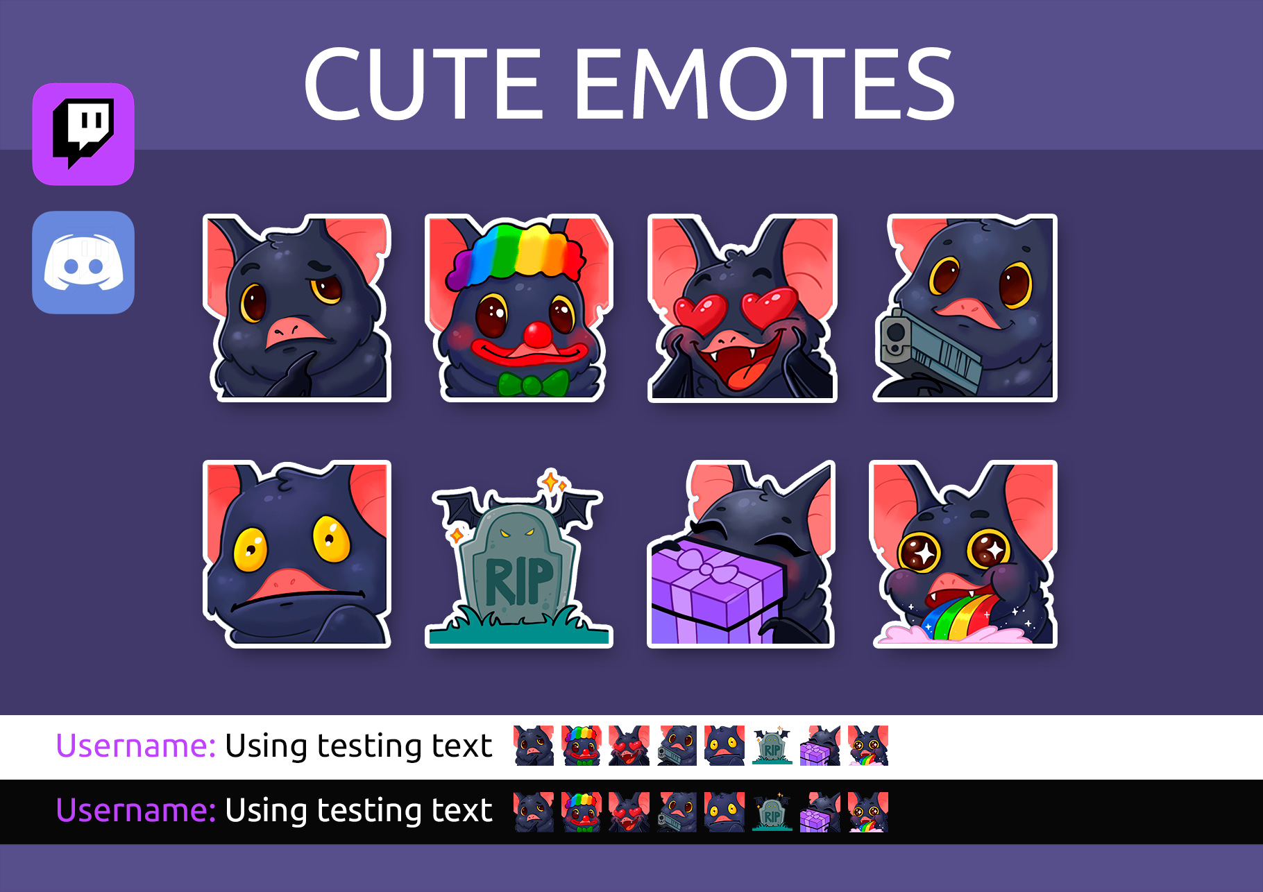 Twitch emotes Bat Emotes Pack 2