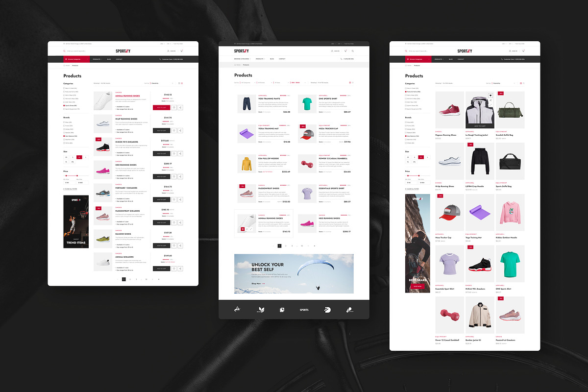 Sportswear E-Commerce Website Design, an UI Kit Template by peterdraw