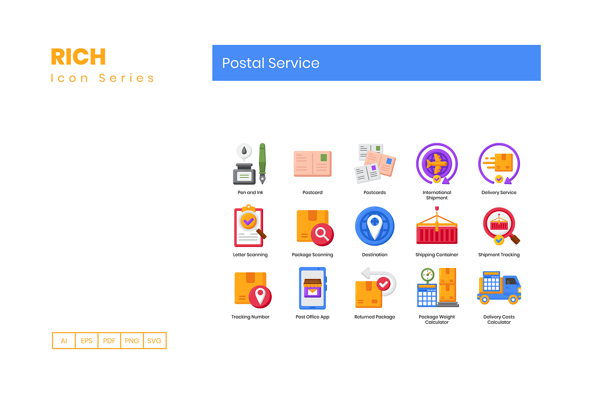 75 Postal Service Icons | Rich, an Icon by Flat Icons | Creative Market