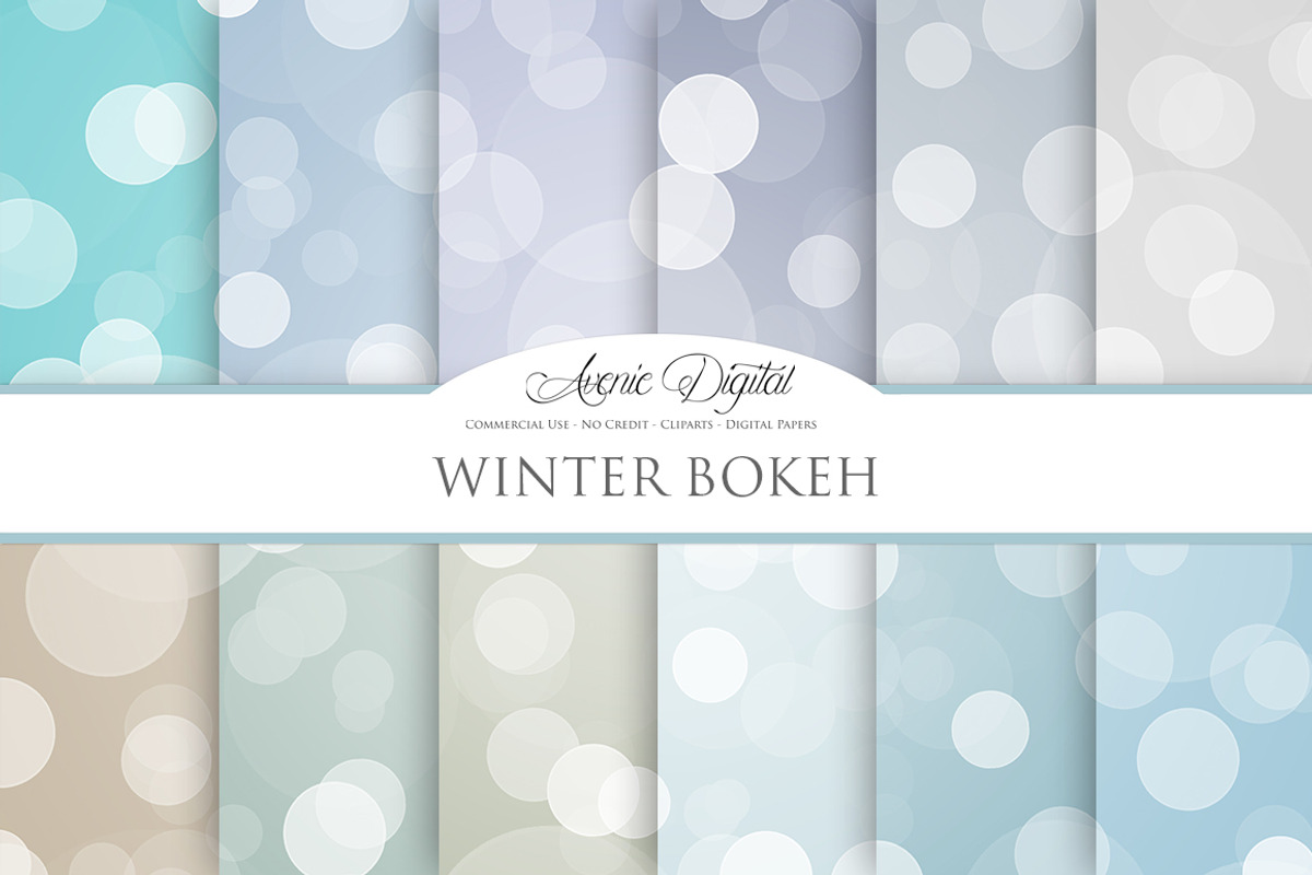 Winter Bokeh Digital Paper, a Texture Graphic by Avenie Digital