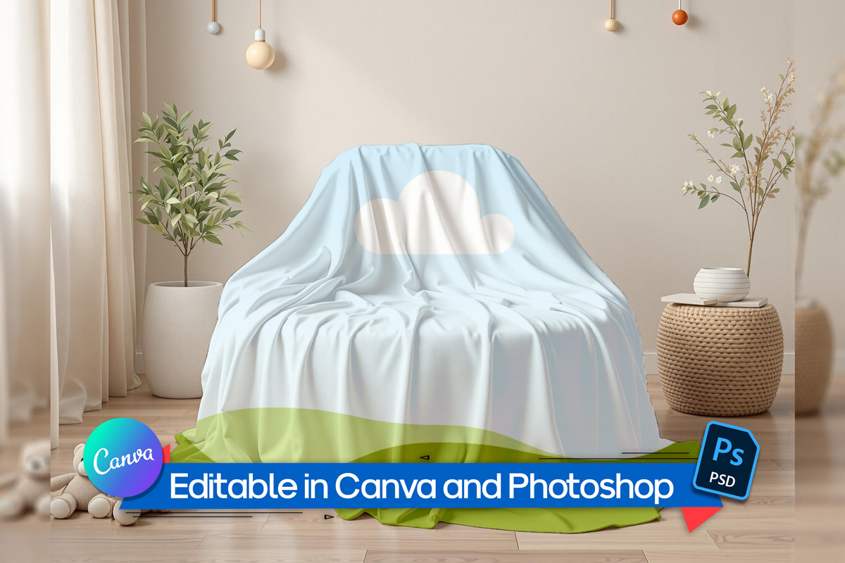 Realistic fleece blanket mockup, an Advertising Mockup by Rami's ...