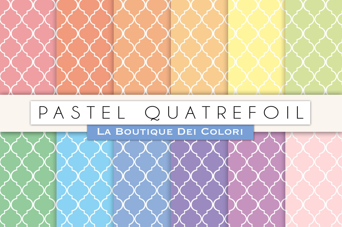Pastel Quatrefoil Digital Papers, a Pattern Graphic by La Boutique dei ...