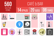 560 Cafe & Bar Icons, an Outline Icon by IconBunny