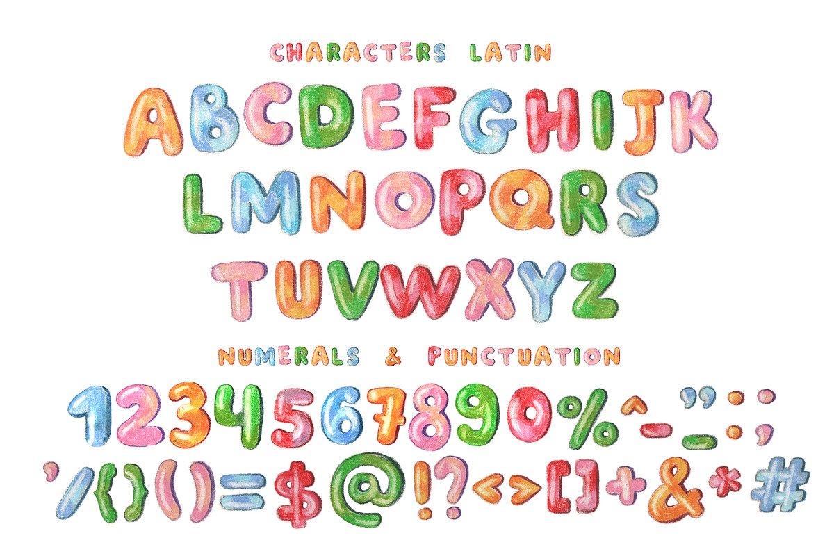 Balloon color bitmap font, a Font by Malena