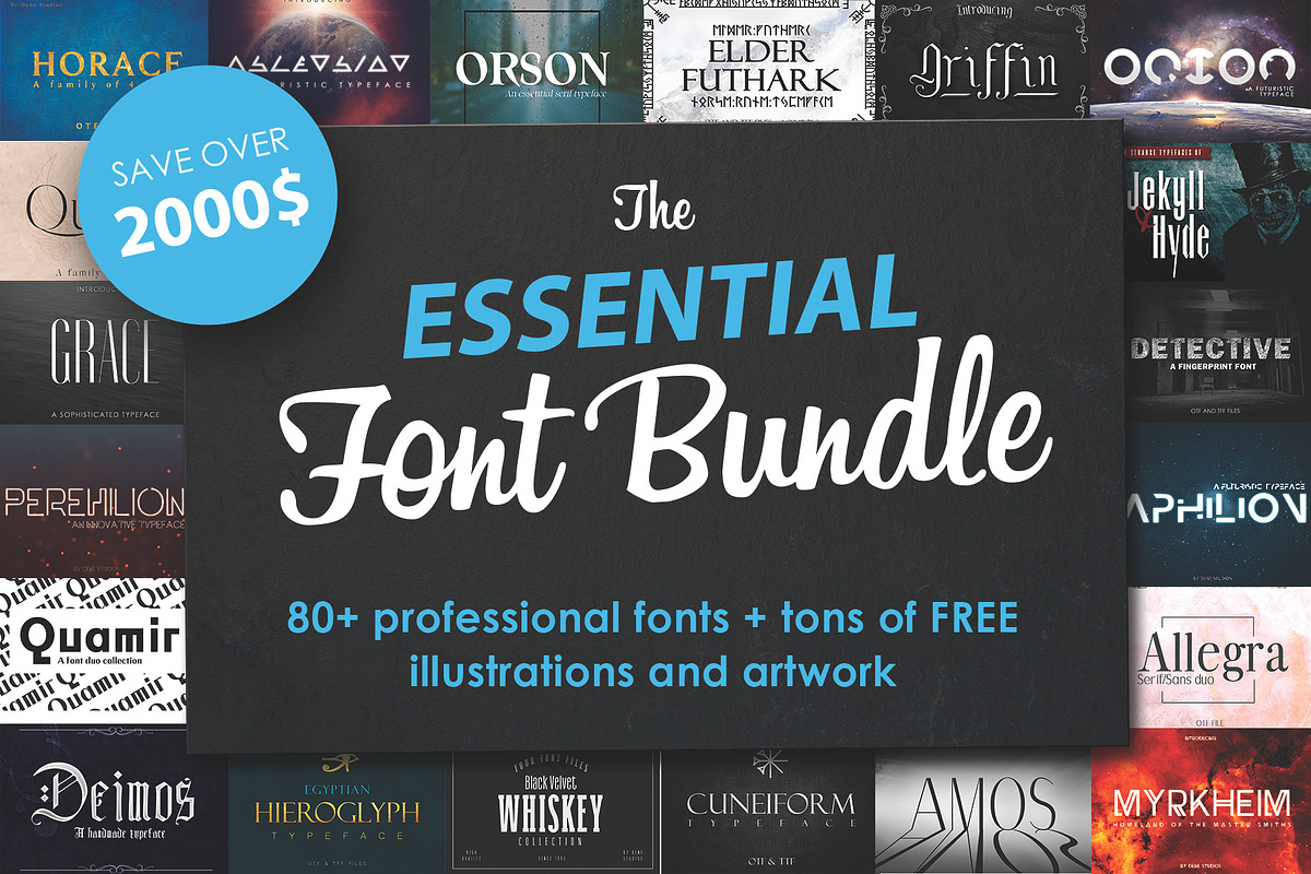 Font Bundle: 80+ professional fonts, a Font by Dene Studios