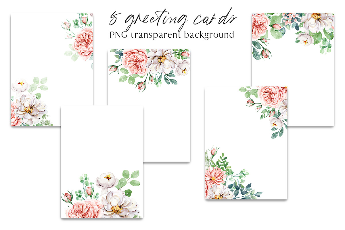 Watercolor flower set English rose.