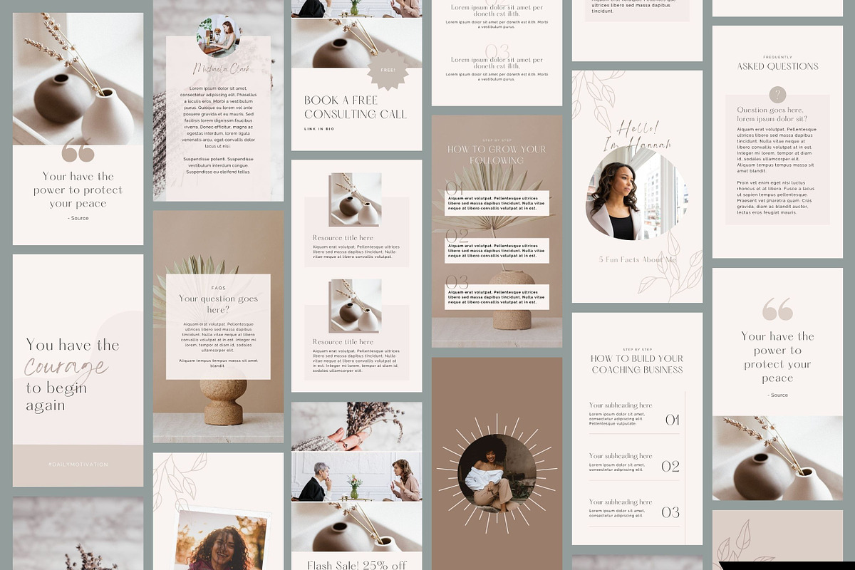 56 Boho Instagram Canva Templates, a Social Media Template by ...