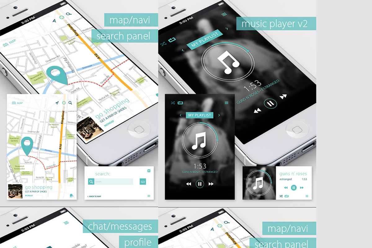 Flat User Interface | UI UX, an iPhone Mockup by pixart_pm | Creative ...
