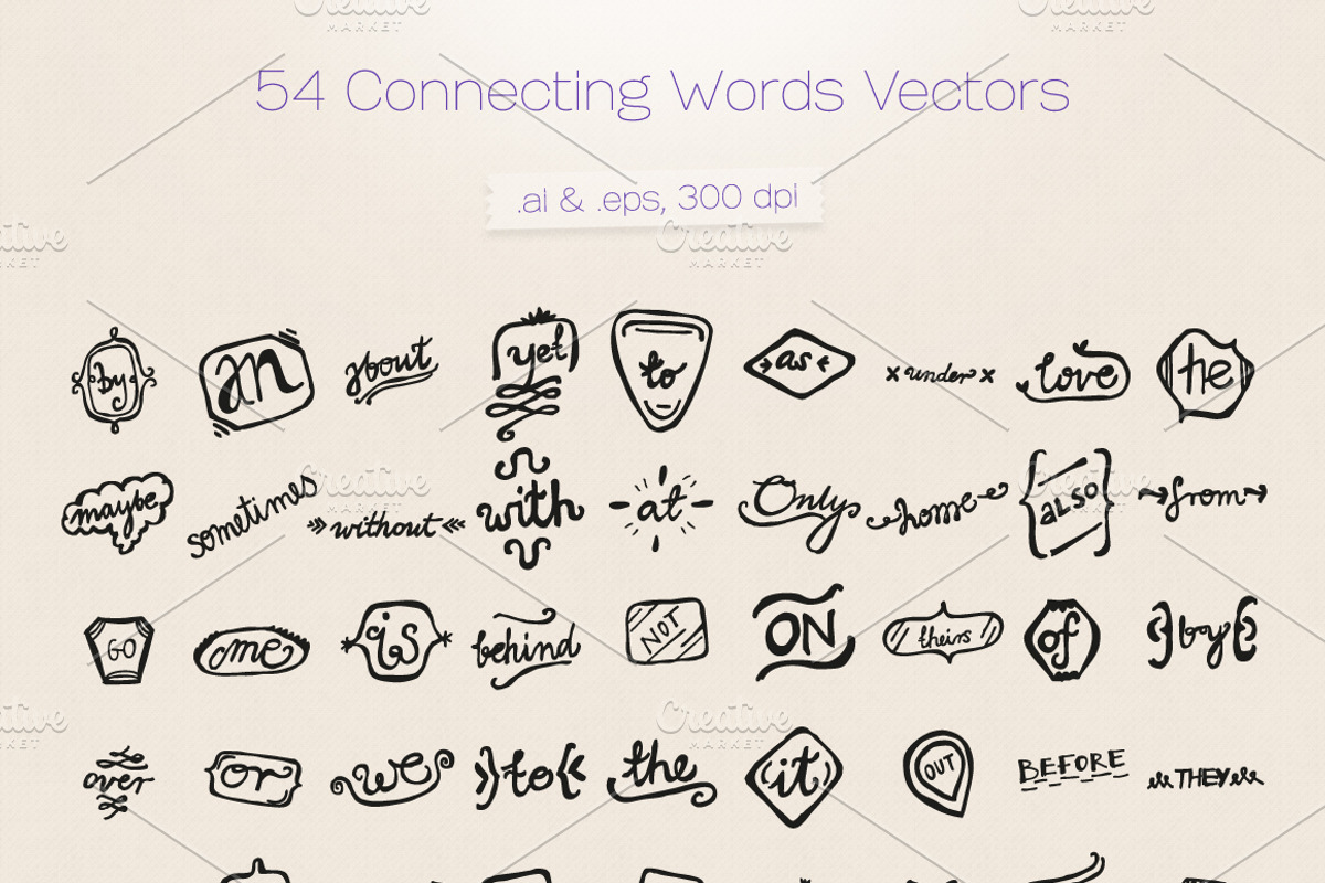 54 Connecting Words Vectors, a Decorative Illustration by Frisk Shop