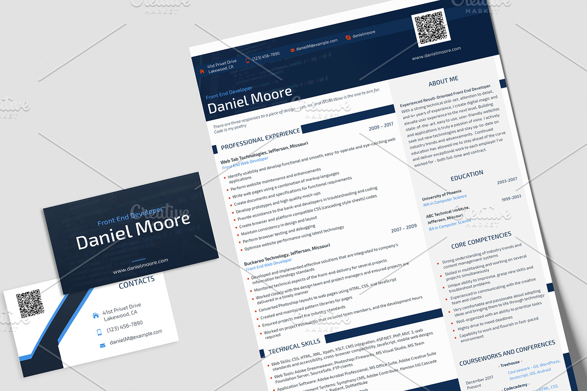Front End Developer Resume PSD, a Resume Template by MotoCMS | Creative ...