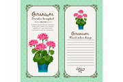 Vintage label with geranium plant, a Decorative Illustration by Stock ...