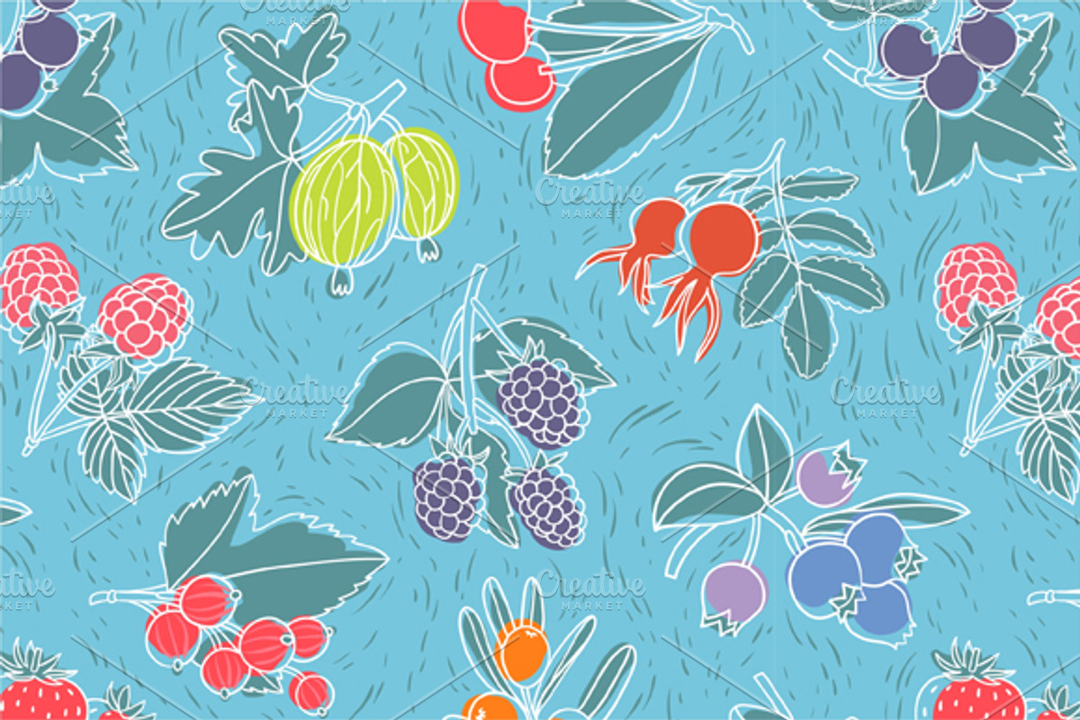 Berries patterns, a Pattern Graphic by Stolenpencil