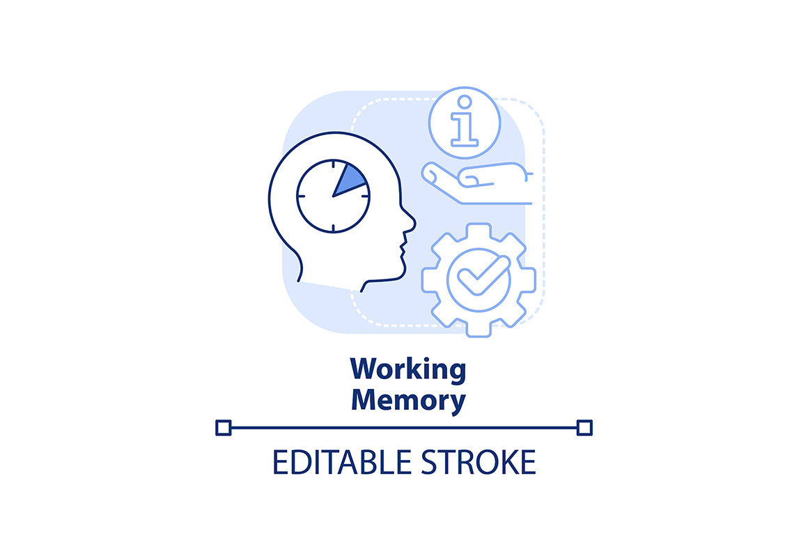 Working memory blue concept icon, an Outline Icon by bsd studio ...