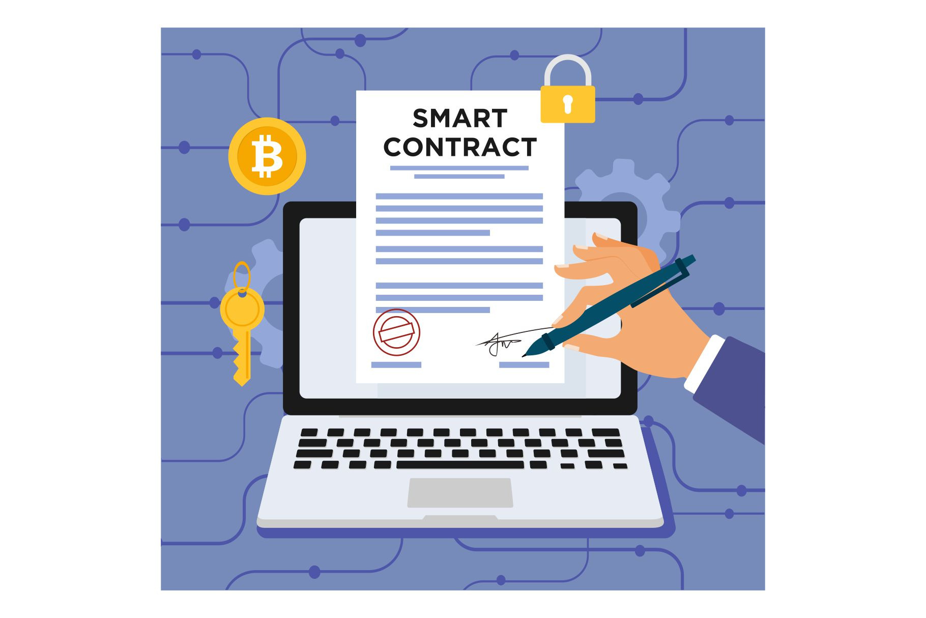 Smart Contract, Digital Contract | Finance Illustrations ~ Creative Market