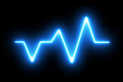 Blue heart rate pulse wave on isolated black background. Heartbe, a ...