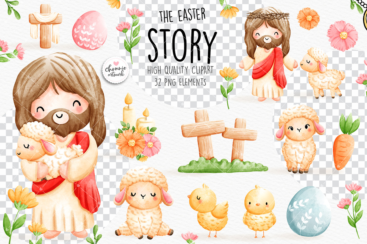 Easter story clipart, Easter, a Seasonal Illustration by Chonnieartwork