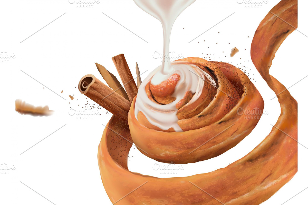 Cinnamon roll with condensed milk, a Flyer Template by TotallypicRF