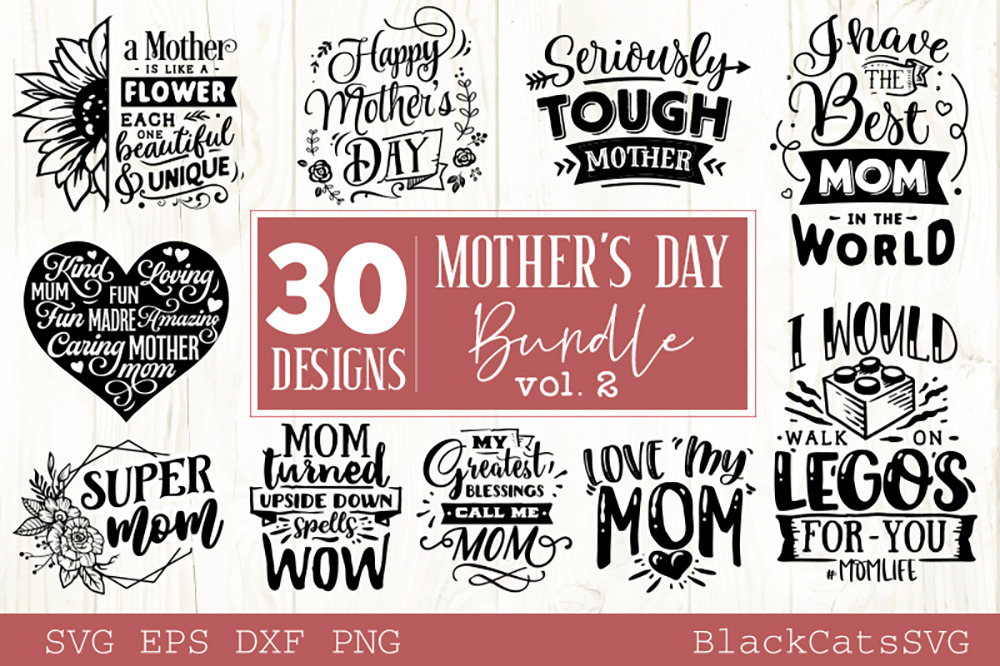 Mother's Day SVG bundle 30 designs, an Illustration by BlackCatsMedia