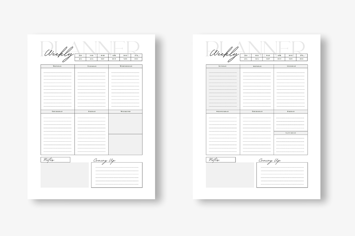 Undated Weekly Planner Printable, a Stationery Template by The Chaos ...
