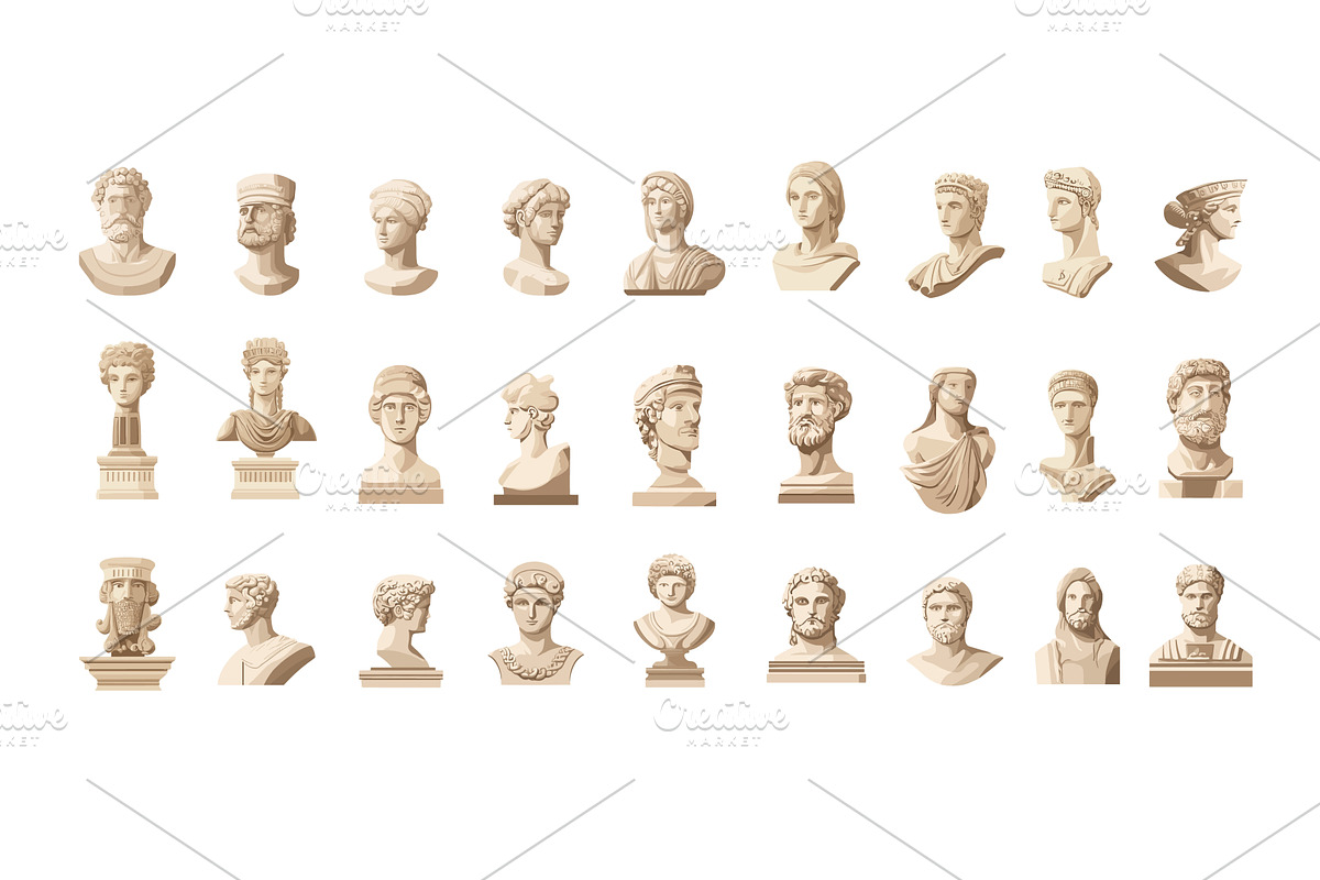 Cartoon antique bust sculptures, an Object Illustration by Stock-Smart ...