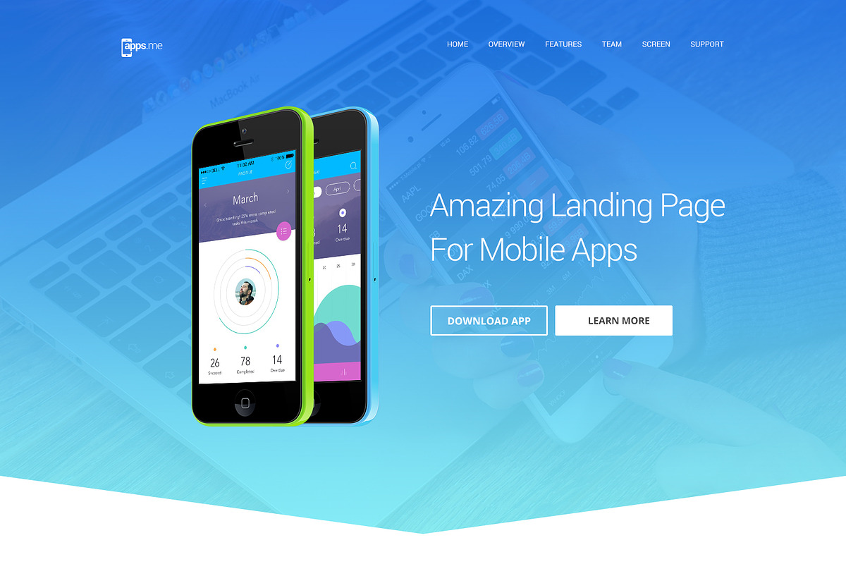 Appsme - Landing Page PSD Template, an App Template by uzistudio
