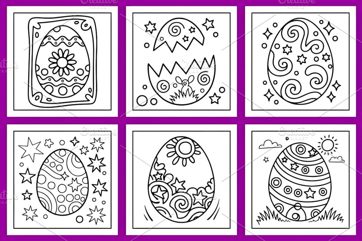 Easter Egg Magic Coloring Pages, a Seasonal Illustration by Ink Gallery