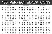 180 Black classic icons, an Outline Icon by Lemberg Vector