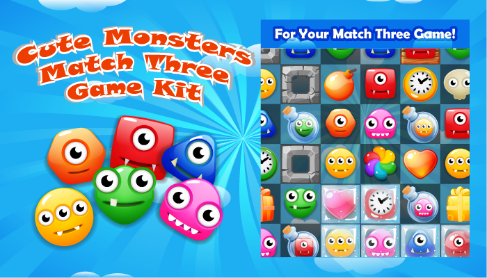 Monsters Match Three Game Kit, a Graphic by sunny_sunny_game_art ...