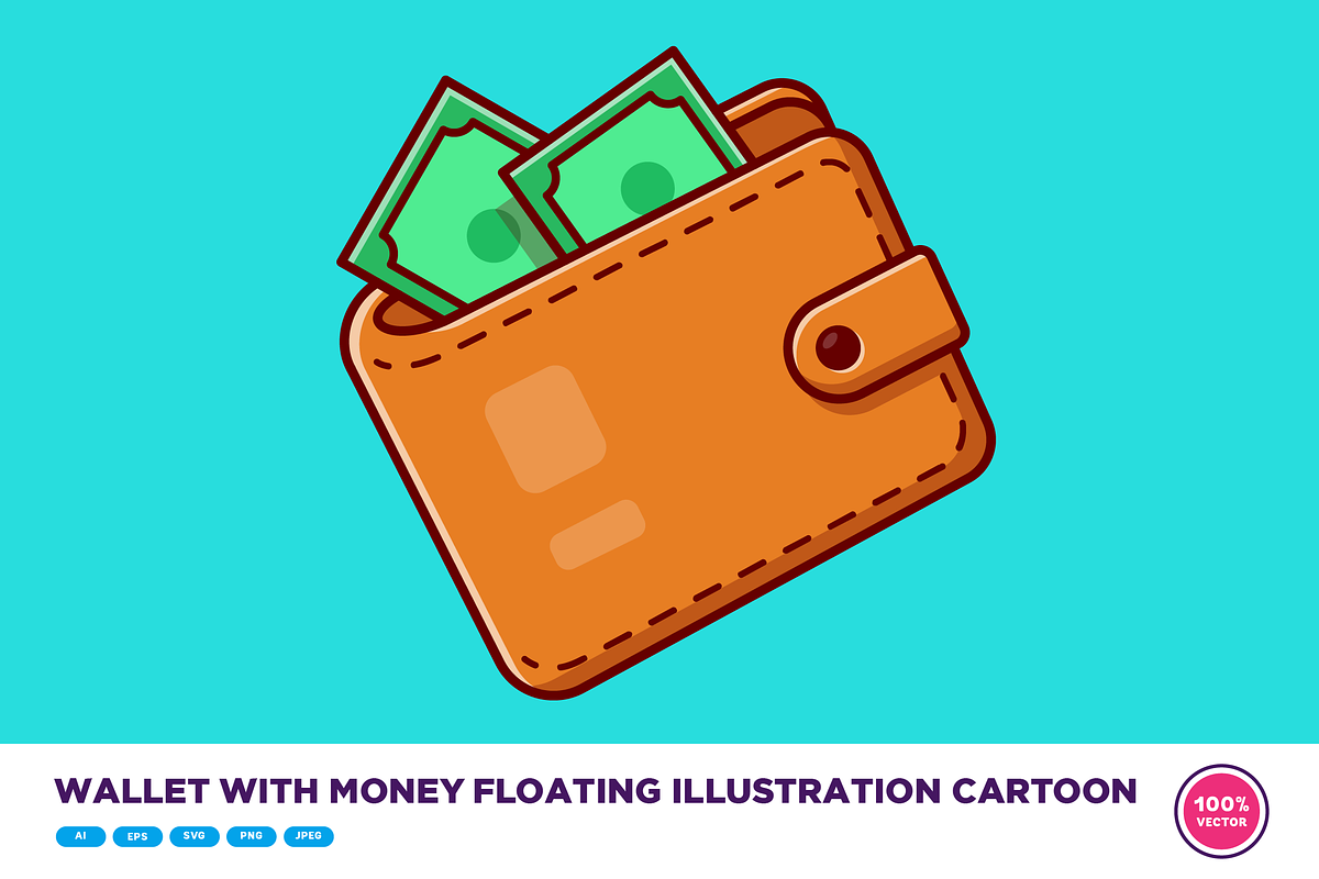 Wallet With Money Floating Cartoon, an Object Illustration by Catalyst ...