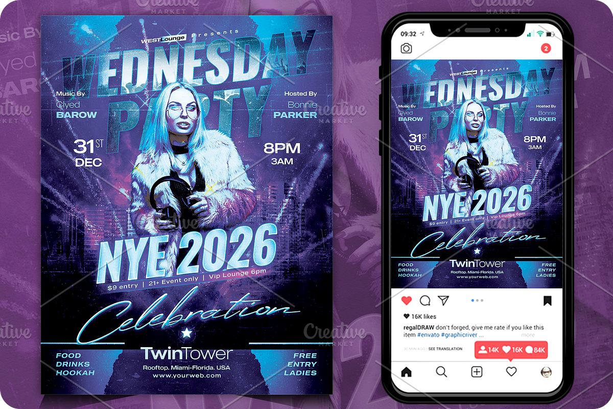 New Year Eve Celebration Flyer, a Flyer Template by regalDRAW