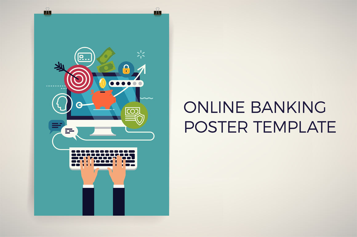 Online Banking Poster Template, a Finance Illustration by Masha Tace