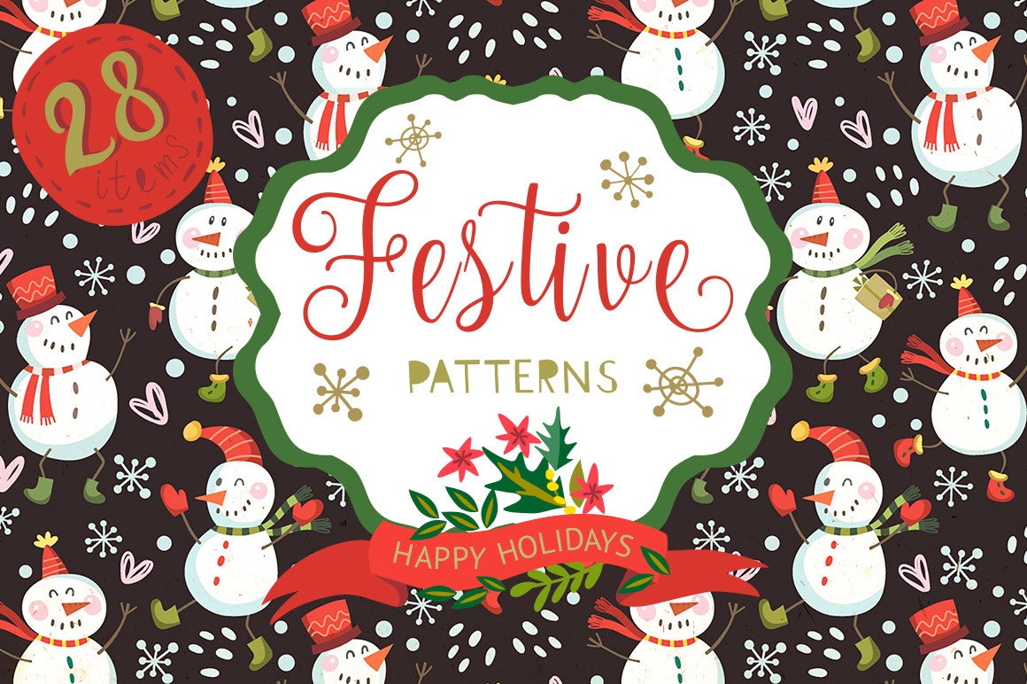 Festive Patterns, a Pattern Graphic by Marusha Belle | Creative Market