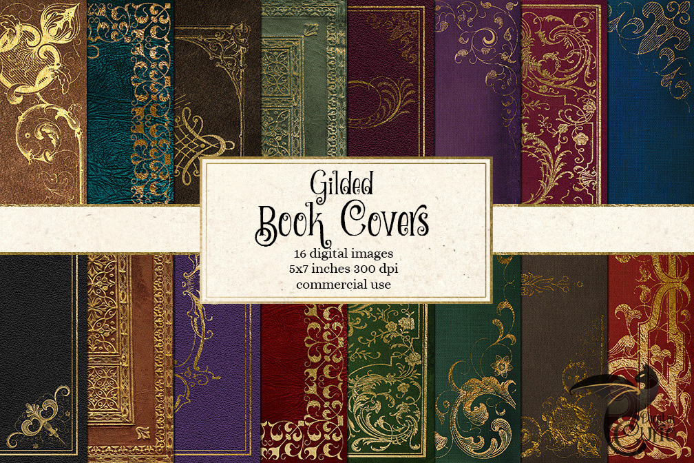 Gilded Book Covers Digital Paper, a Texture Graphic by Digital Curio