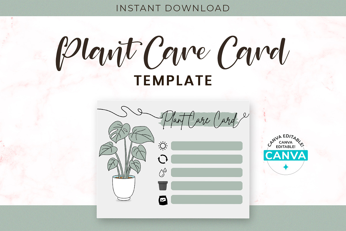Printable Plant Care Cards Template, a Templates & Theme by Snapybiz