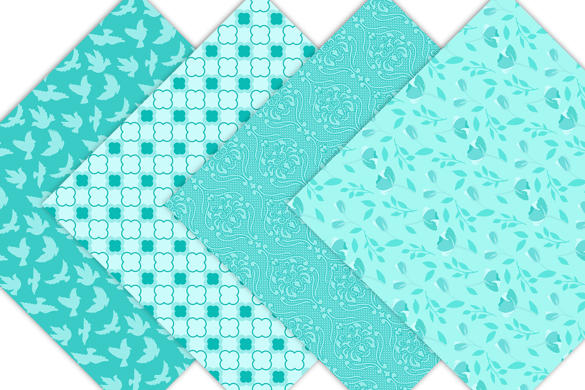 Wedding Digital Paper Something Blue, a Pattern Graphic by Leska's Digitals