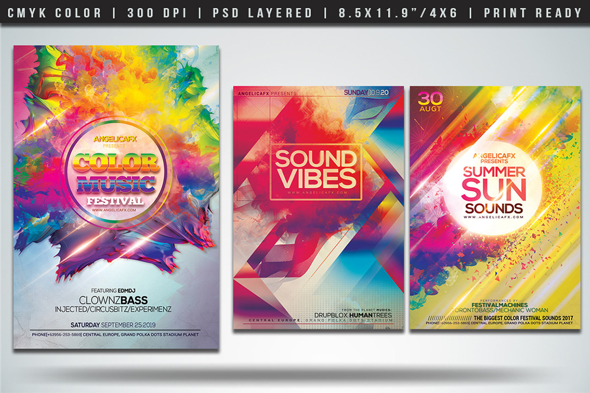 Colorful Flyers Bundle Vol. 4, a Flyer Template by angelicafx