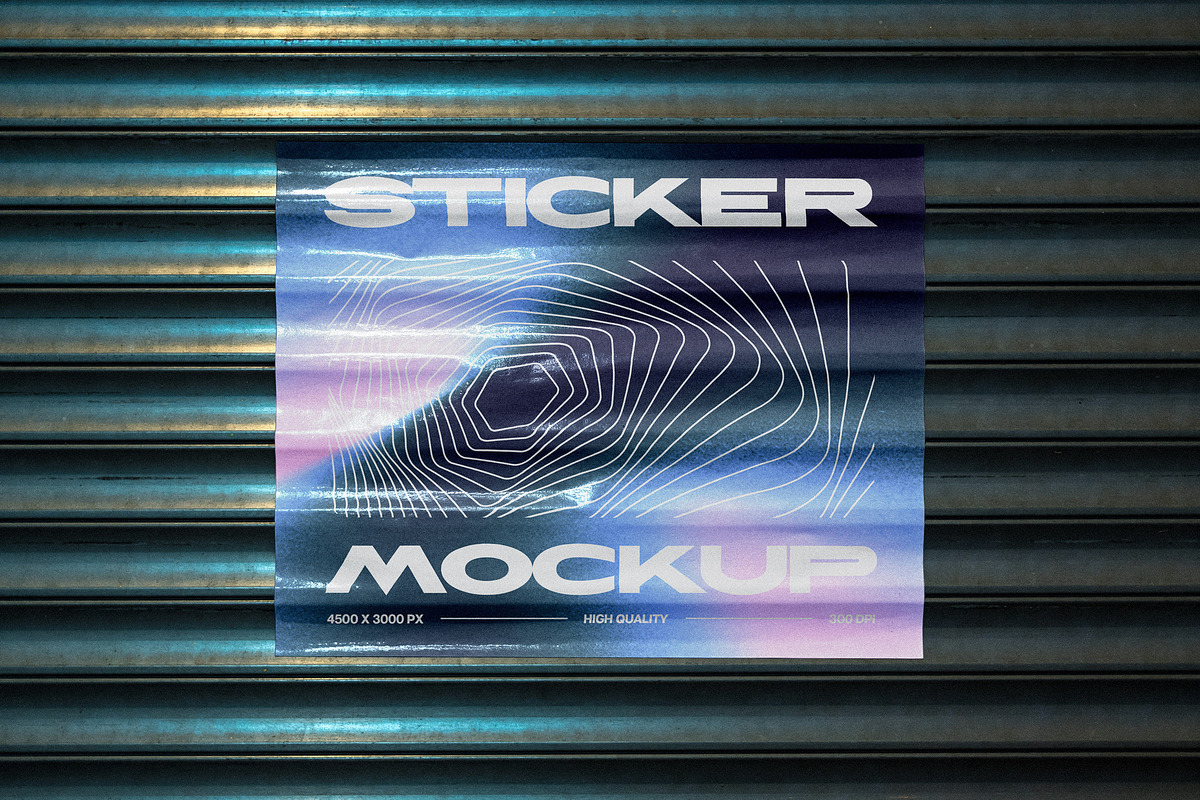 Roller Shutter Sticker Mockup, a Layer Style Add-On by Design Squad
