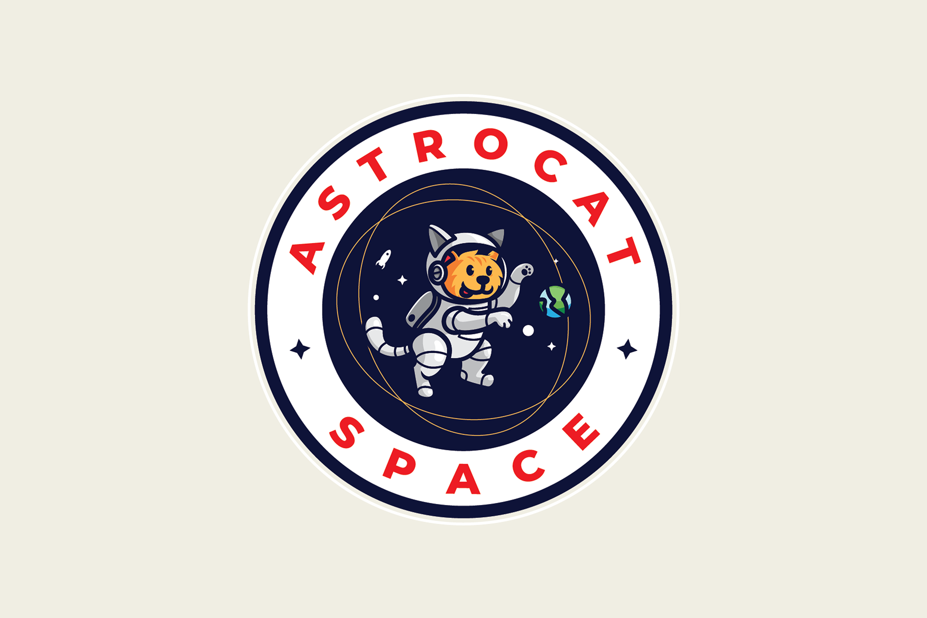 Astronaut Cat Design Template, a Branding & Logo Template by ...