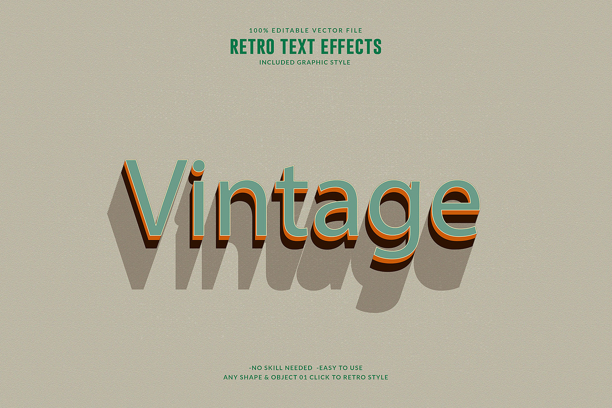 Editable Retro Vector Text Effect